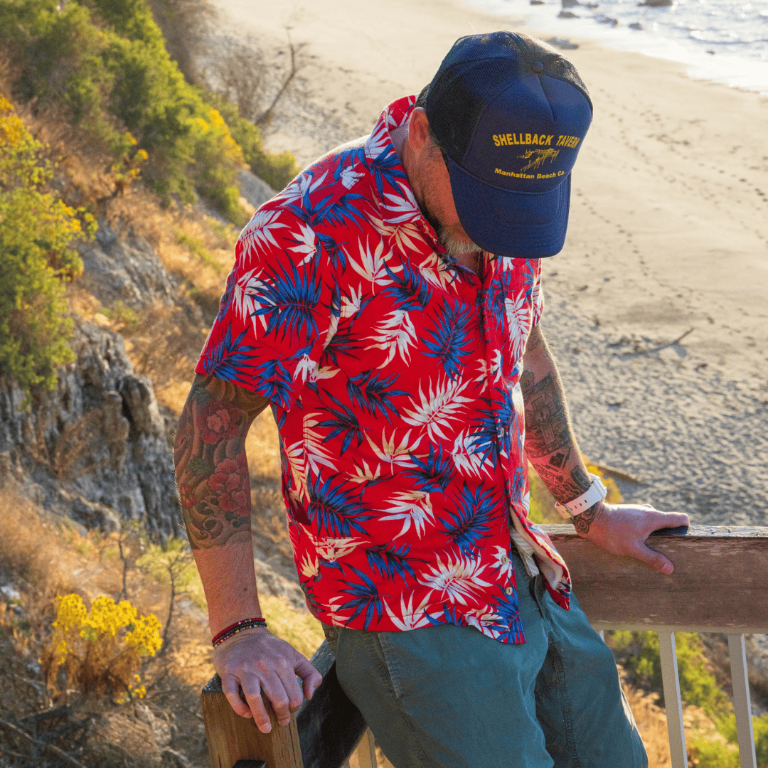 High Water Stretch Hawaiian Shirt For Men - Americana – California Cowboy
