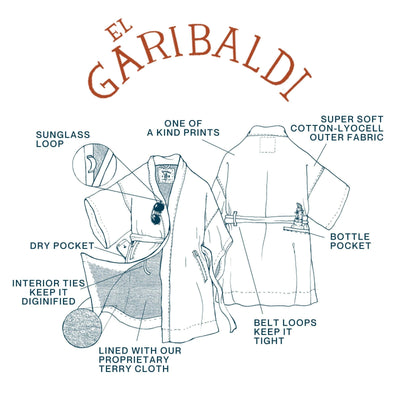 Men's El Garibaldi Robe - Garibaldi Fish, Farallon Navy – California Cowboy